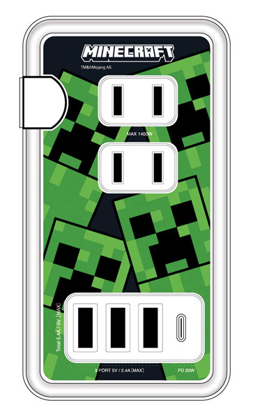 Minecraft USB/USB Type-C付き ACタップ Aタイプ-amiami.jp-あみあみオンライン本店-